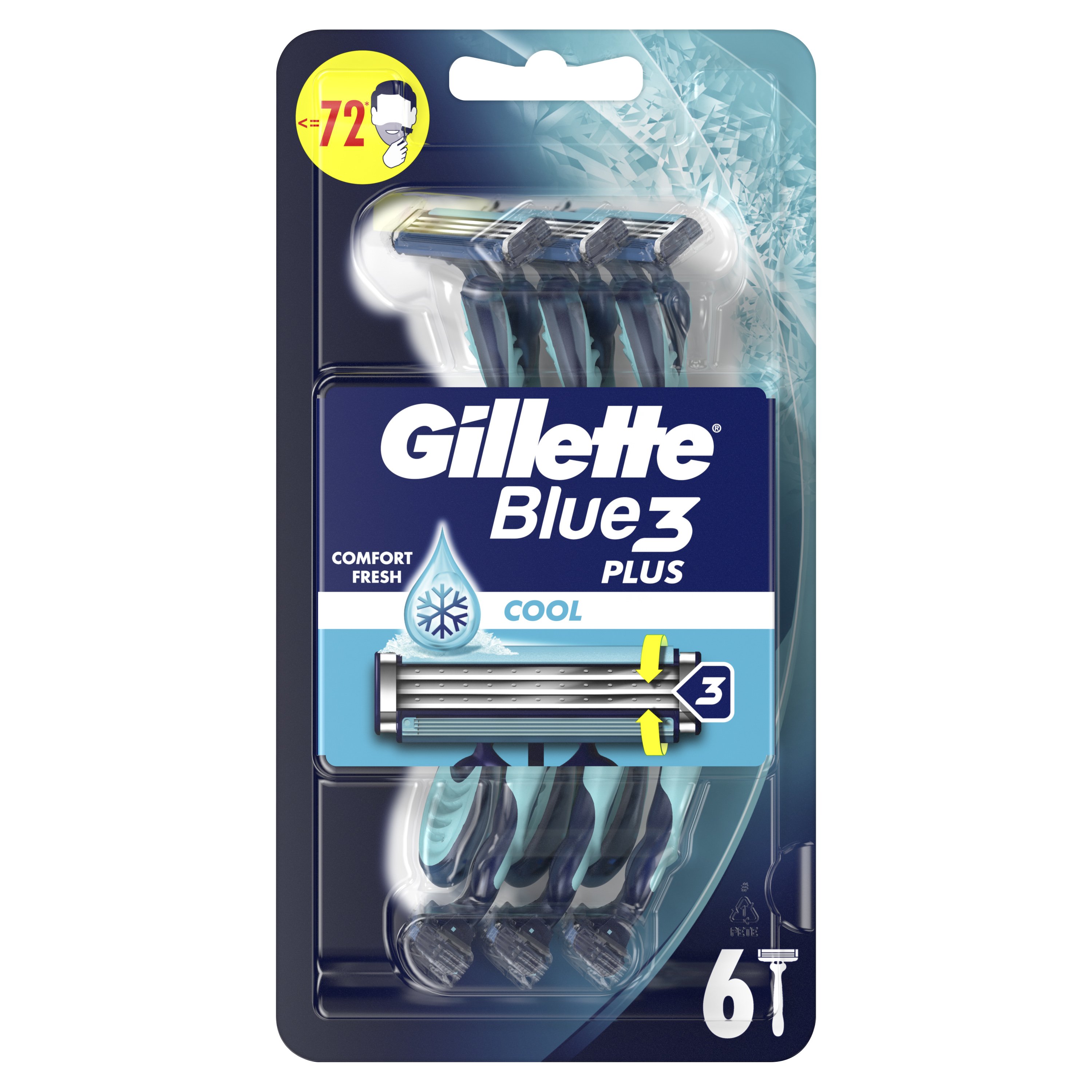 Gillette Blue3 Plus Cool Disposable Razors 6 бр | AptekaPromahon.com