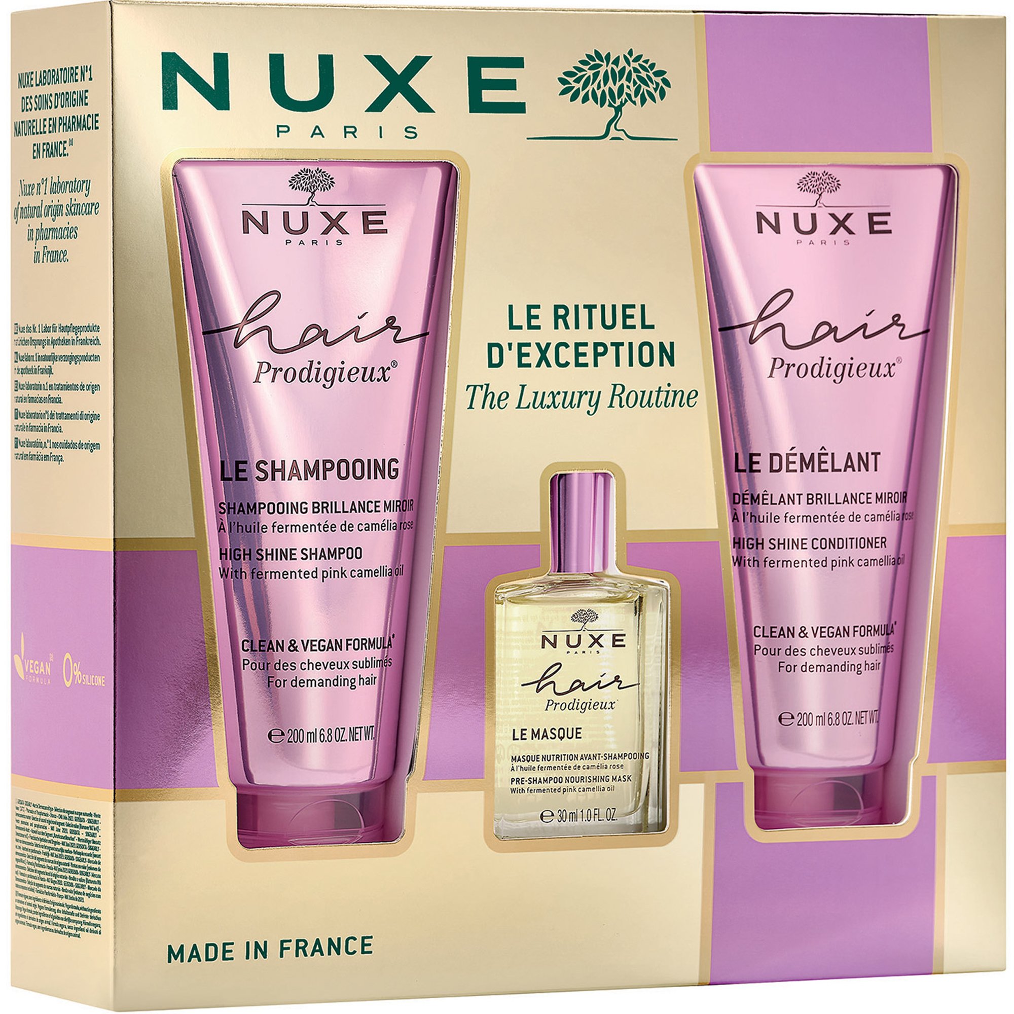 Nuxe Promo Hair Prodigieux High Shine Shampoo 200ml & Conditioner 200ml & Pre Shampoo Nourishing ...