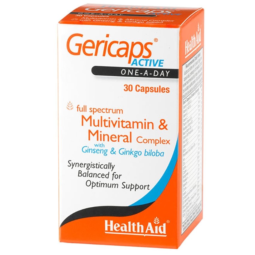 Health Aid Gericaps Active Multivitamin & Mineral Complex with Ginseng ...