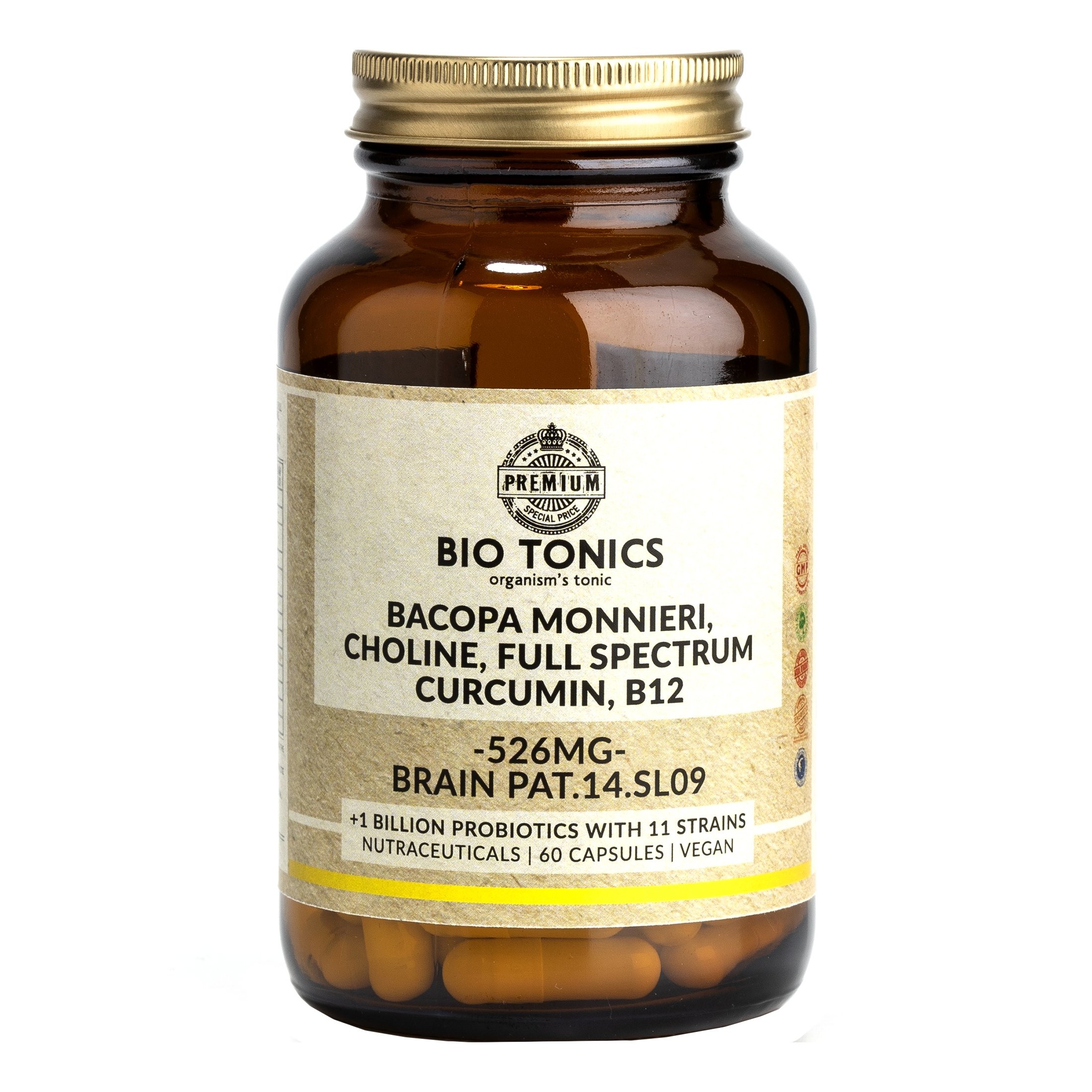 Bio Tonics Bacopa Monnieri, Choline, Full Spectrum Curcumin, B12 ...