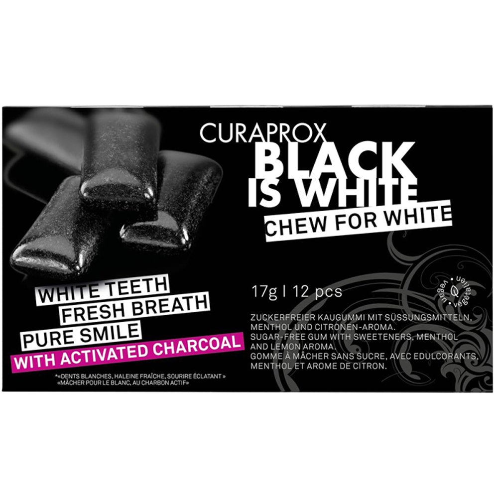 Curaprox Black is White Chew for White Gum Избелваща дъвка за зъби с ...