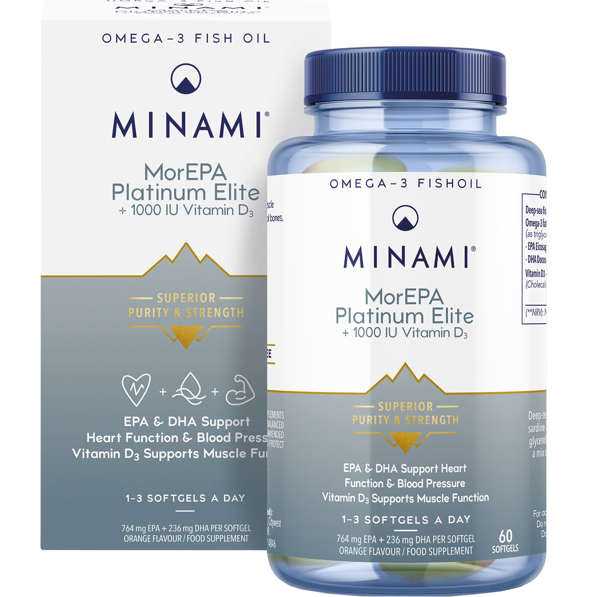 Minami MorEPA Platinum Elite + Vitamin D3 1000IU 60 Softgels ...