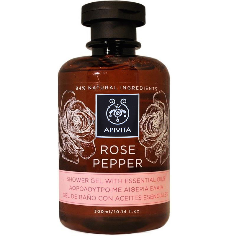 Apivita Rose Pepper Измиващ и Възстановяващ Душ Гел с Етерични Масла и ...